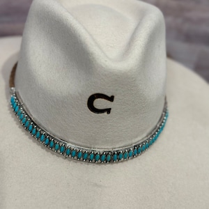 Hat Band | Adjustable Pewter & Turquoise Hat Band | Women's Hat Band ...