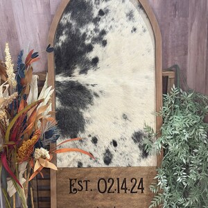 Branding Cowhide Arch Framed Sign | 27" Fully Customizable Cowhide Sign ...