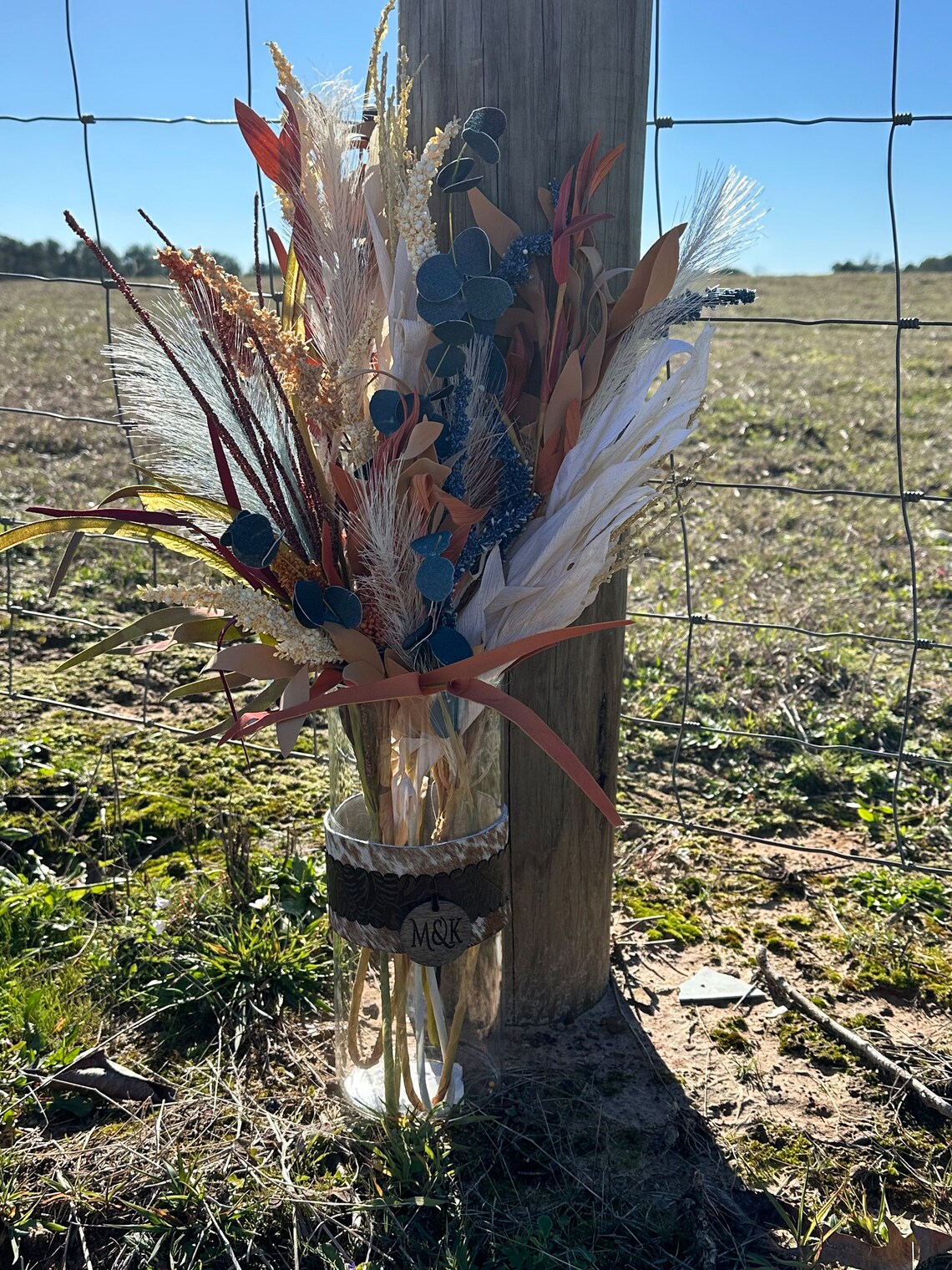 Wedding Vase Wrap |custom Cowhide & Tooled Leather Vase Wrap | Wedding ...