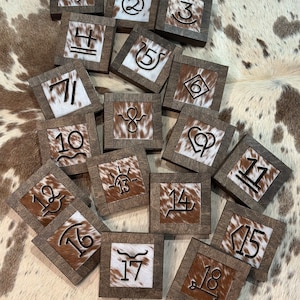 Wedding Table Number Sign |custom Cowhide Branded Sign | Personalized ...