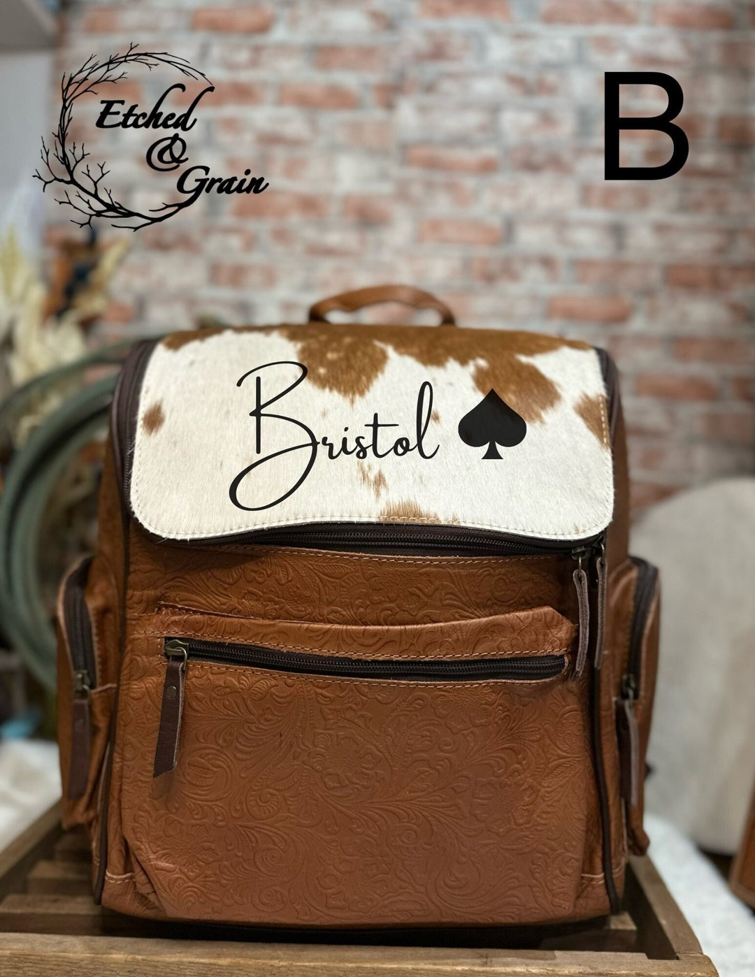 Personalized Cowhide Backpack | Custom Branded Travel Backpack | Diaper ...