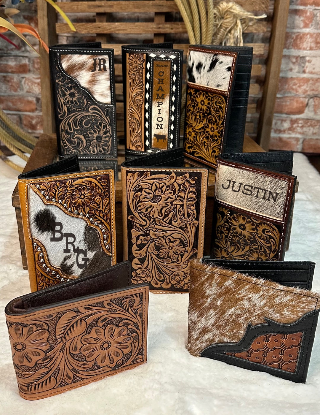 Hand Tooled Men’s Leather Cowhide Wallet | Tooled Leather Wallet ...