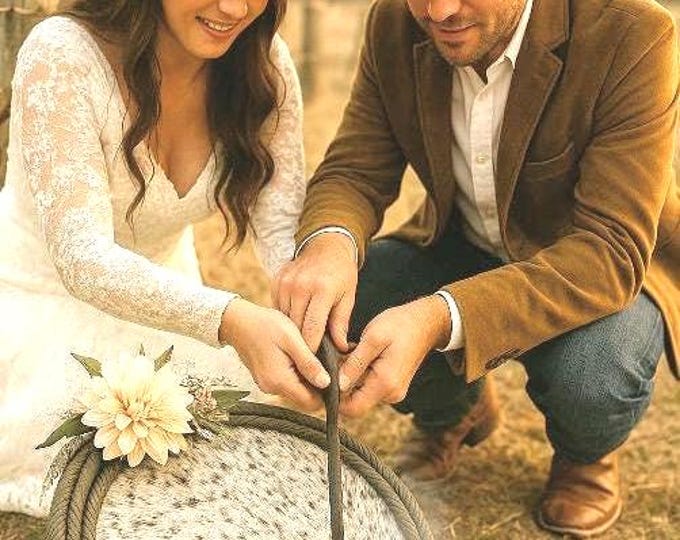 Branding Cowhide Framed Sign | Floral & Rope Cowhide Sign | Western ...