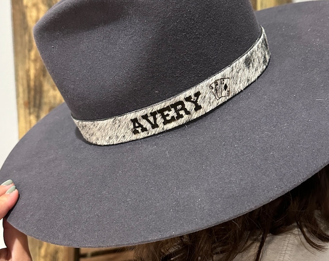 Custom Cowboy Hat Band | Personalized Cowhide Hat Band | Unisex Hat ...
