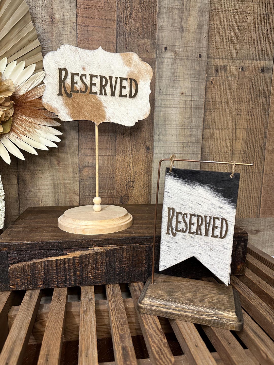 Wedding "reserved" Sign |custom Cowhide Branded Sign | Personalized ...