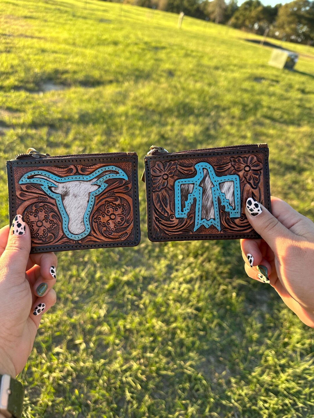 Longhorn Keychain Wallet | Thunderbird Cowhide Wallet | Card Holder ...