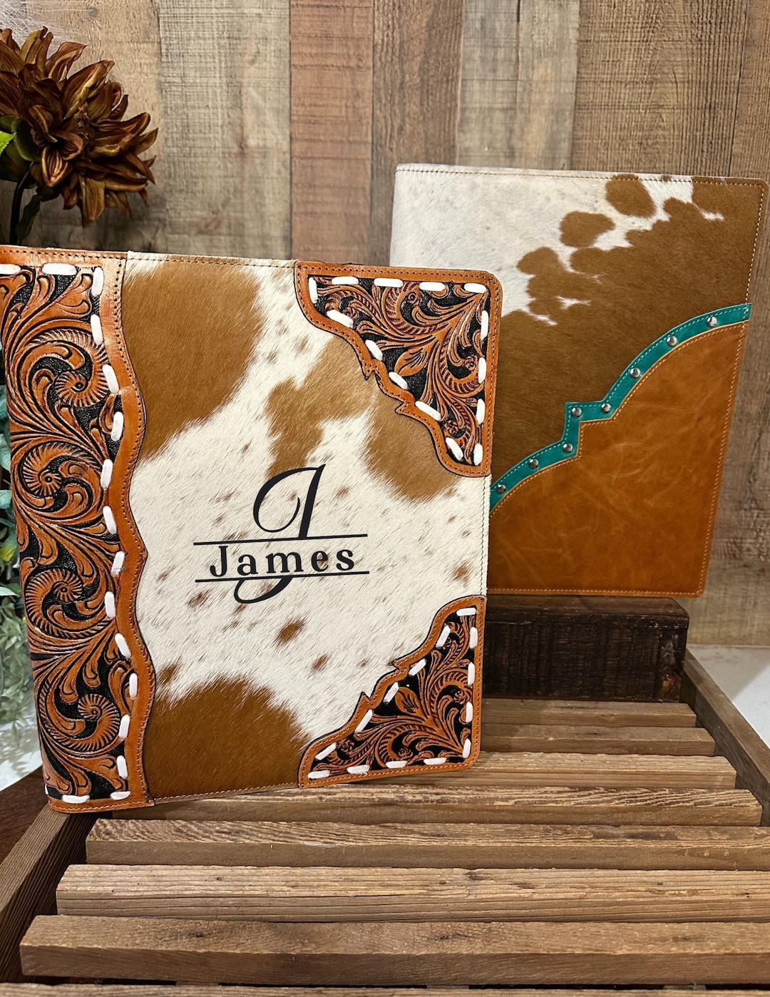 Cowhide Portfolio | Custom Branded Hand Tooled Leather & Cowhide Folder ...