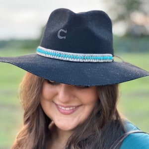Hat Band | Adjustable Pewter & Turquoise Hat Band | Women's Hat Band ...