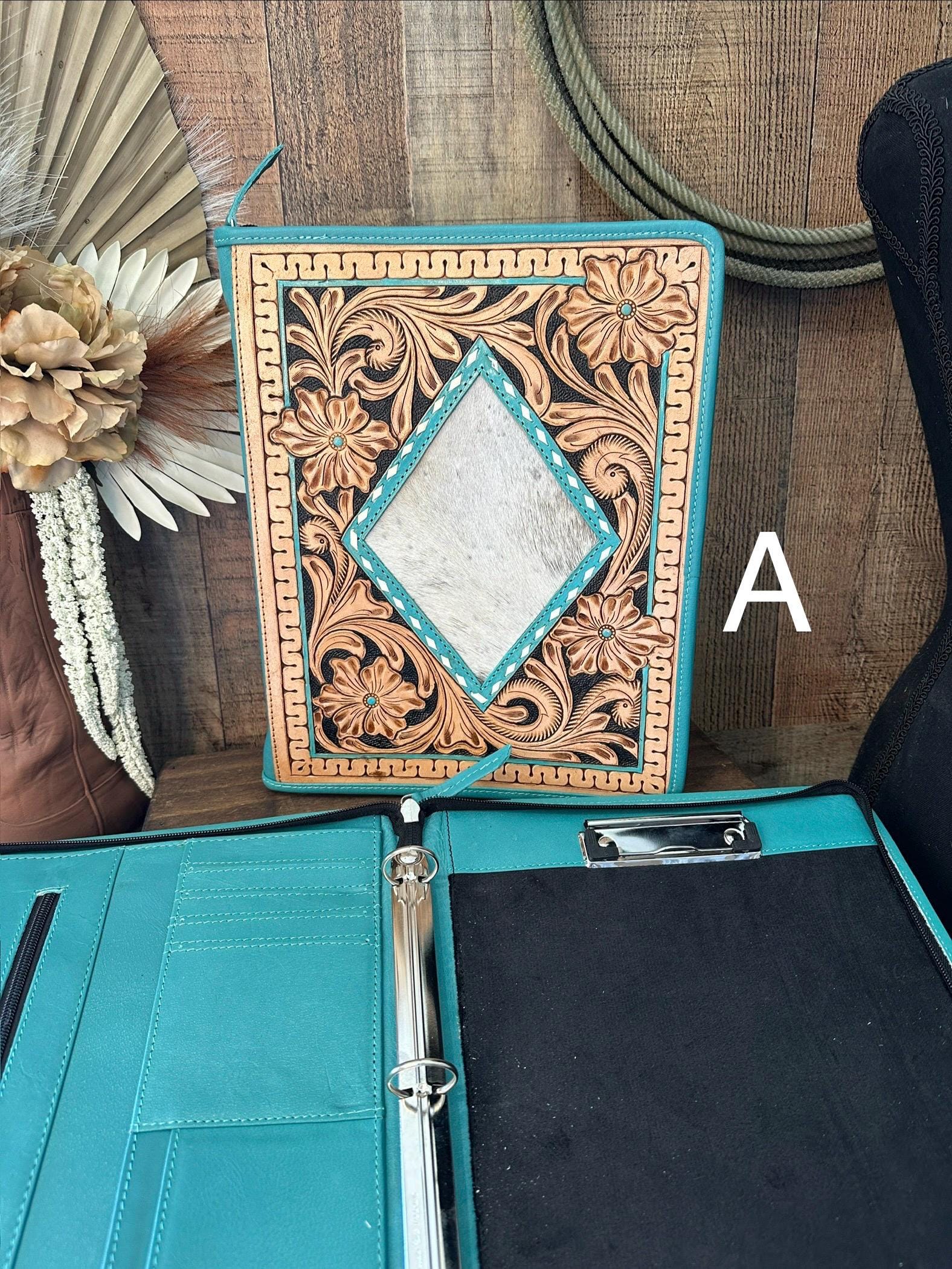 Zippered 3 Ring Custom Portfolio | Hand Crafted Genuine Cowhide Leather ...