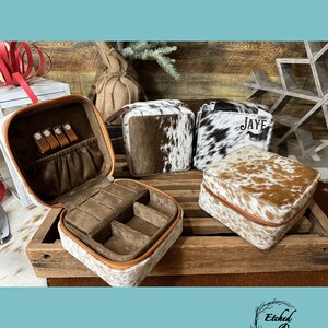 Custom Jewelry Box Cowhide Jewelry Case Custom Branded Western Cowhide ...
