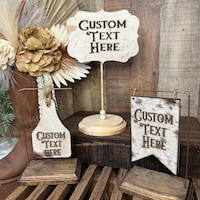 Party Table Number Sign |custom Cowhide Branded Sign | Cowboy Party ...