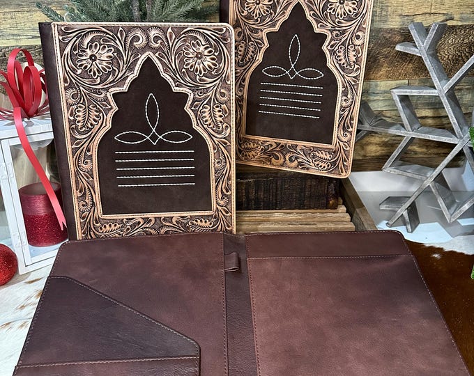 Boot Stitch Portfolio | Hand Tooled Leather Folder | Western Business ...