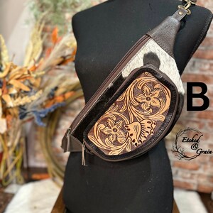 Western Fanny Pack Bum Bag Cowhide and Tooled Leather Fanny Pack ...