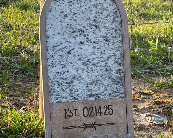 Branding Cowhide Arch Framed Sign 18 3/4 Fully Customizable Cowhide ...