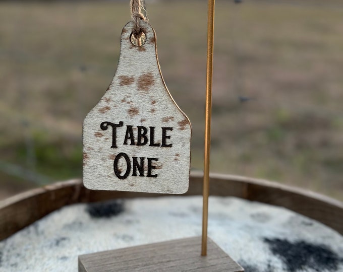 Wedding Table Number Sign |custom Cowhide Branded Sign | Personalized ...