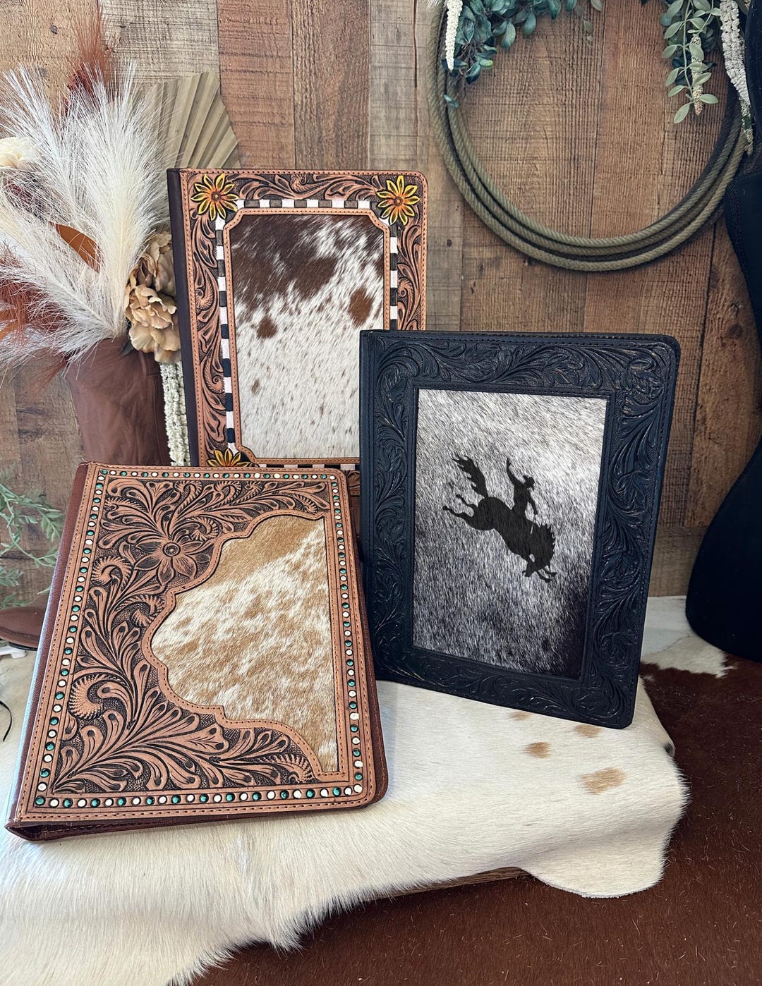 Cowhide Portfolio | Custom Branded Hand Tooled Leather & Cowhide Folder ...