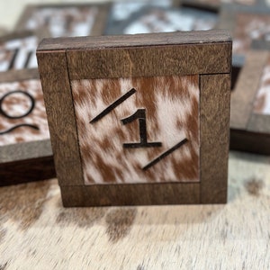 Wedding Table Number Sign |custom Cowhide Branded Sign | Personalized ...