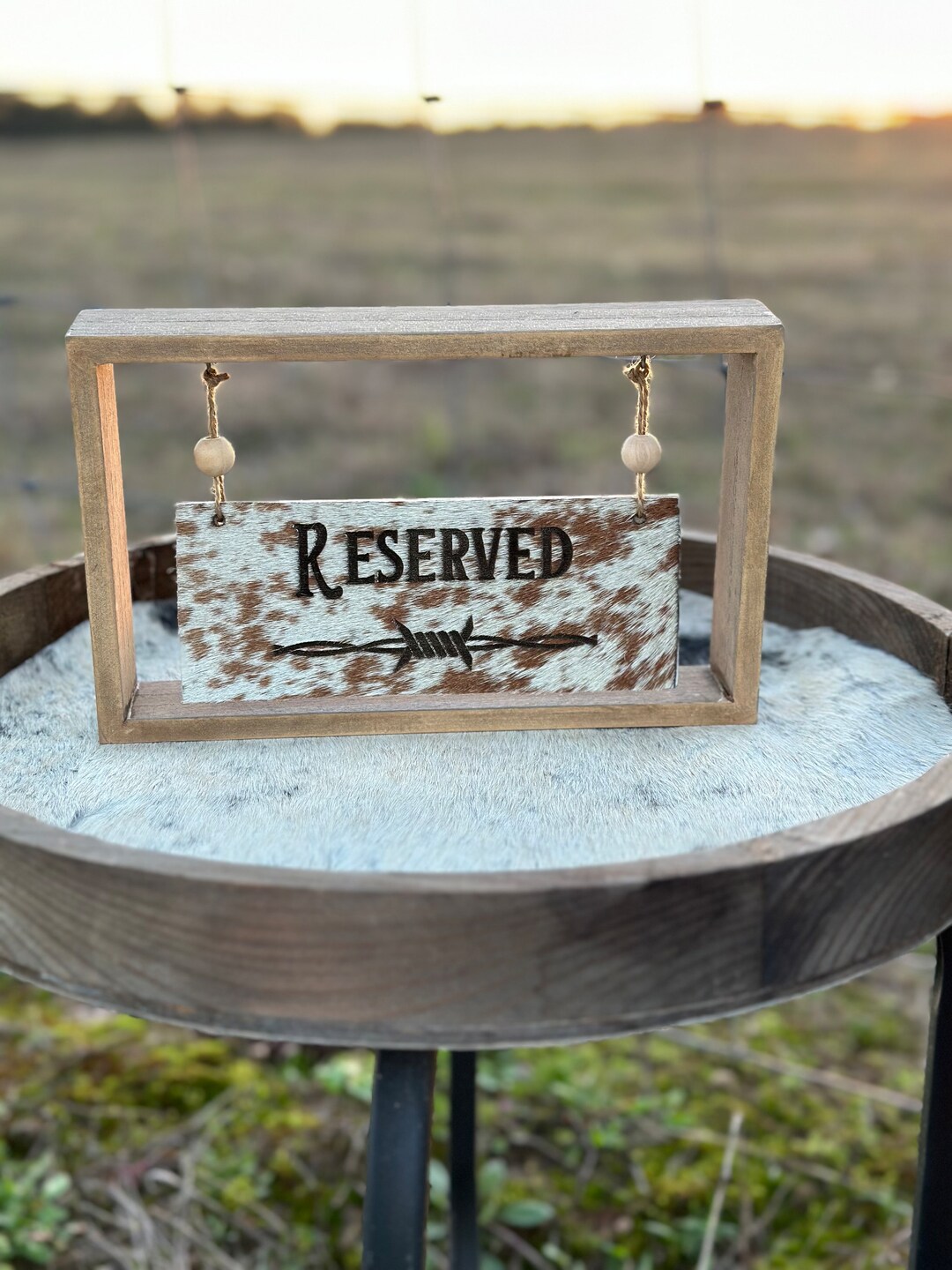 Wedding "reserved" Sign |custom Cowhide Branded Sign | Personalized ...