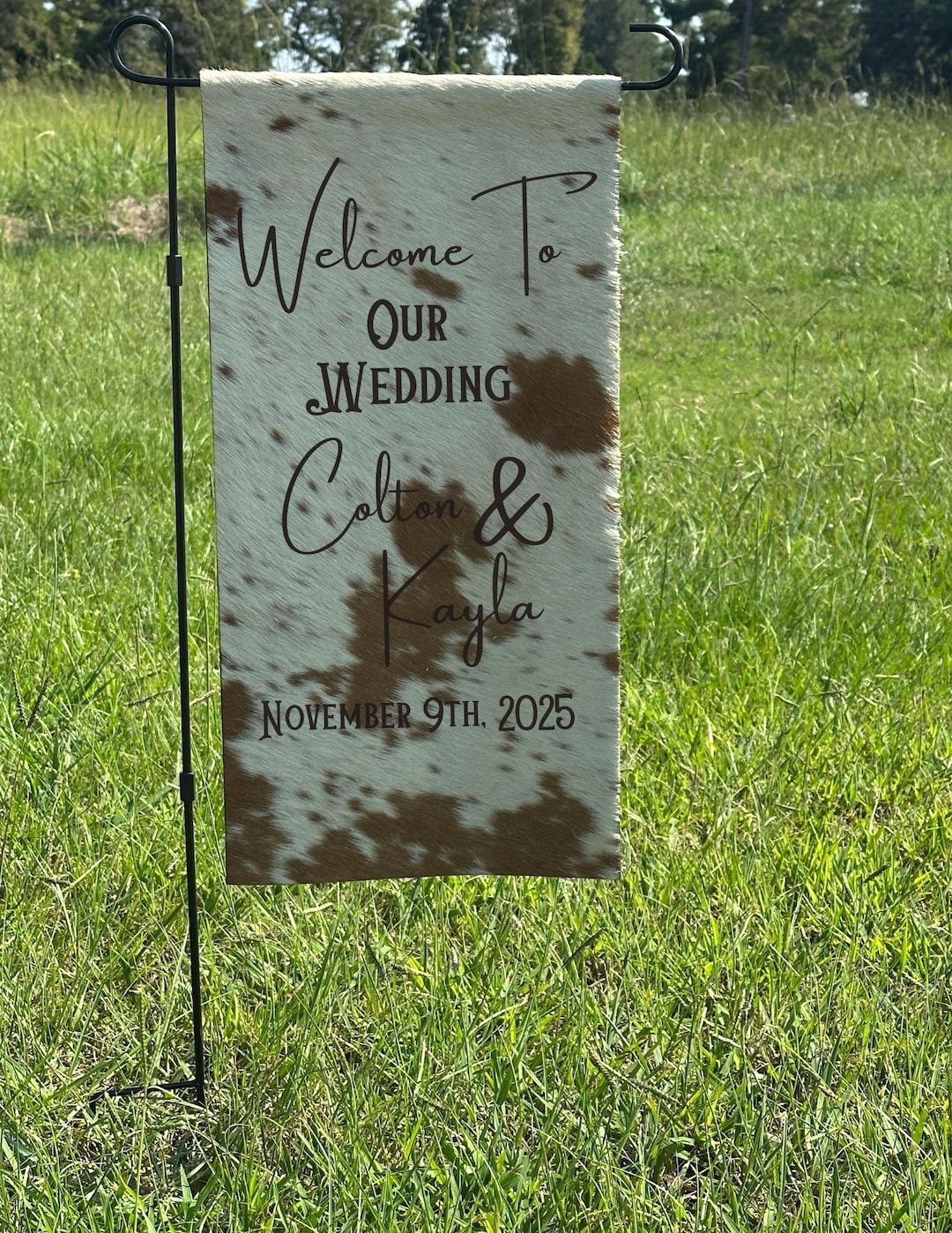 Wedding Custom Sign |yard Stake Custom Cowhide Branded Sign ...