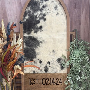 Branding Cowhide Arch Framed Sign | 27" Fully Customizable Cowhide Sign ...