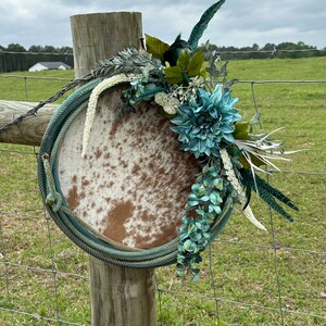 Branding Cowhide Framed Sign | Floral & Rope Cowhide Sign ...