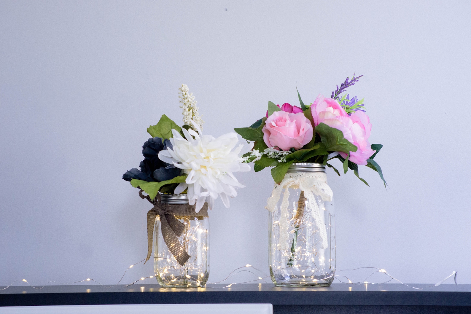 Set of 4 Fairy Light Mason Jar Light Centerpiece Personal Wedding ...