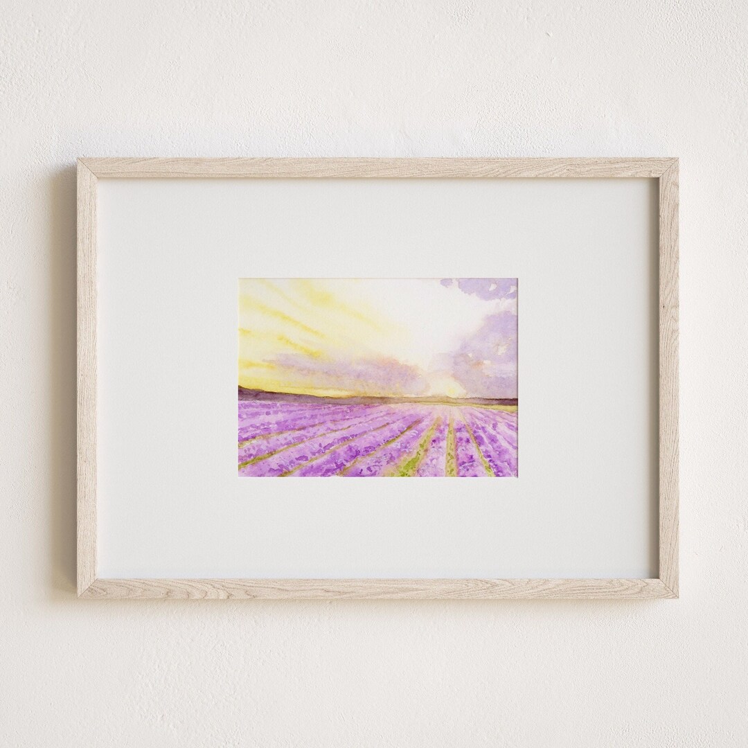 Lavender Field Wall Art Sunset Print for Home Decor Wildflower Print ...