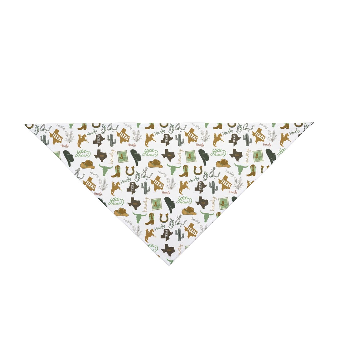 Western Cowboy Icons Pet Bandana | Cactus Boots Horseshoe Texas Pattern ...