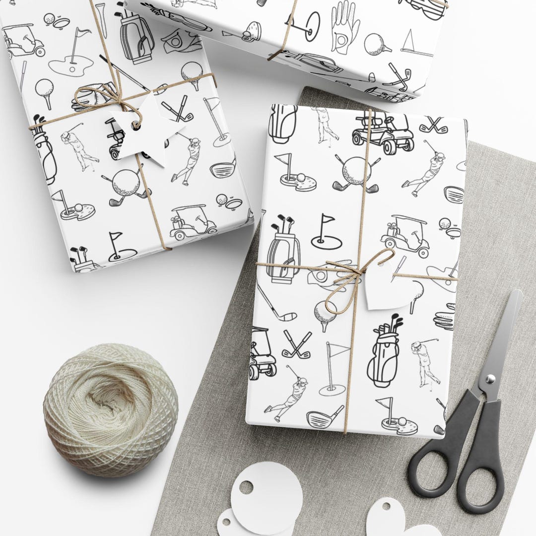 Golf Clubs and Bags Gift Wrap Paper | Sports Pattern Wrapping Paper - Etsy