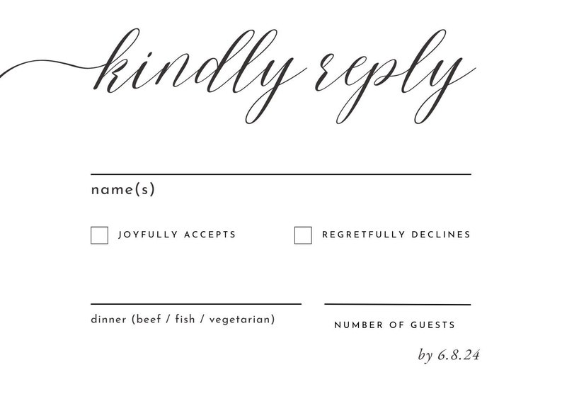 Modern RSVP Card - Etsy