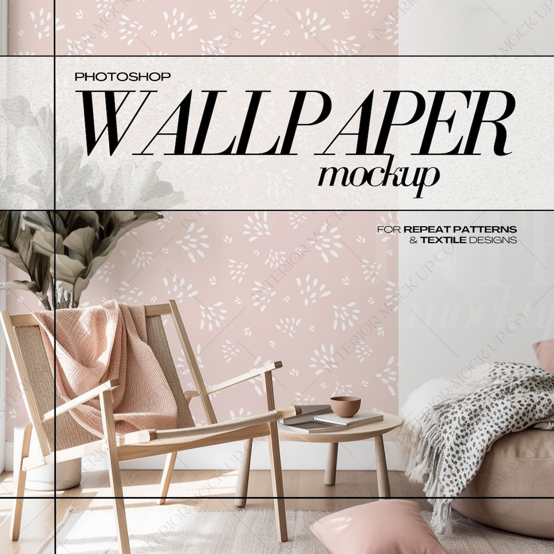 PSD Wallpaper Mockup for Surface Pattern Design Interior Wall Covering ...