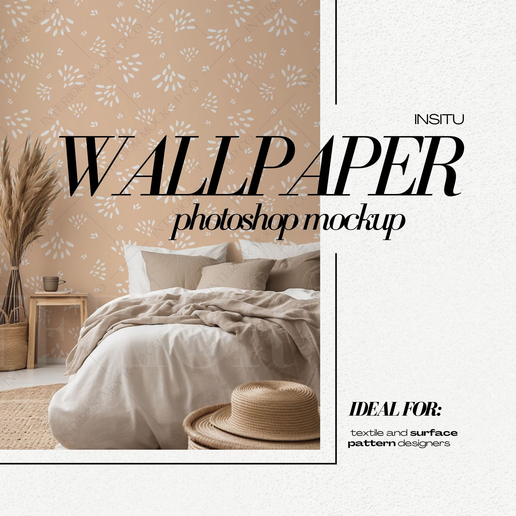 PSD Wallpaper Mockup Bundle Boho Interior Mock up for Surface Pattern ...