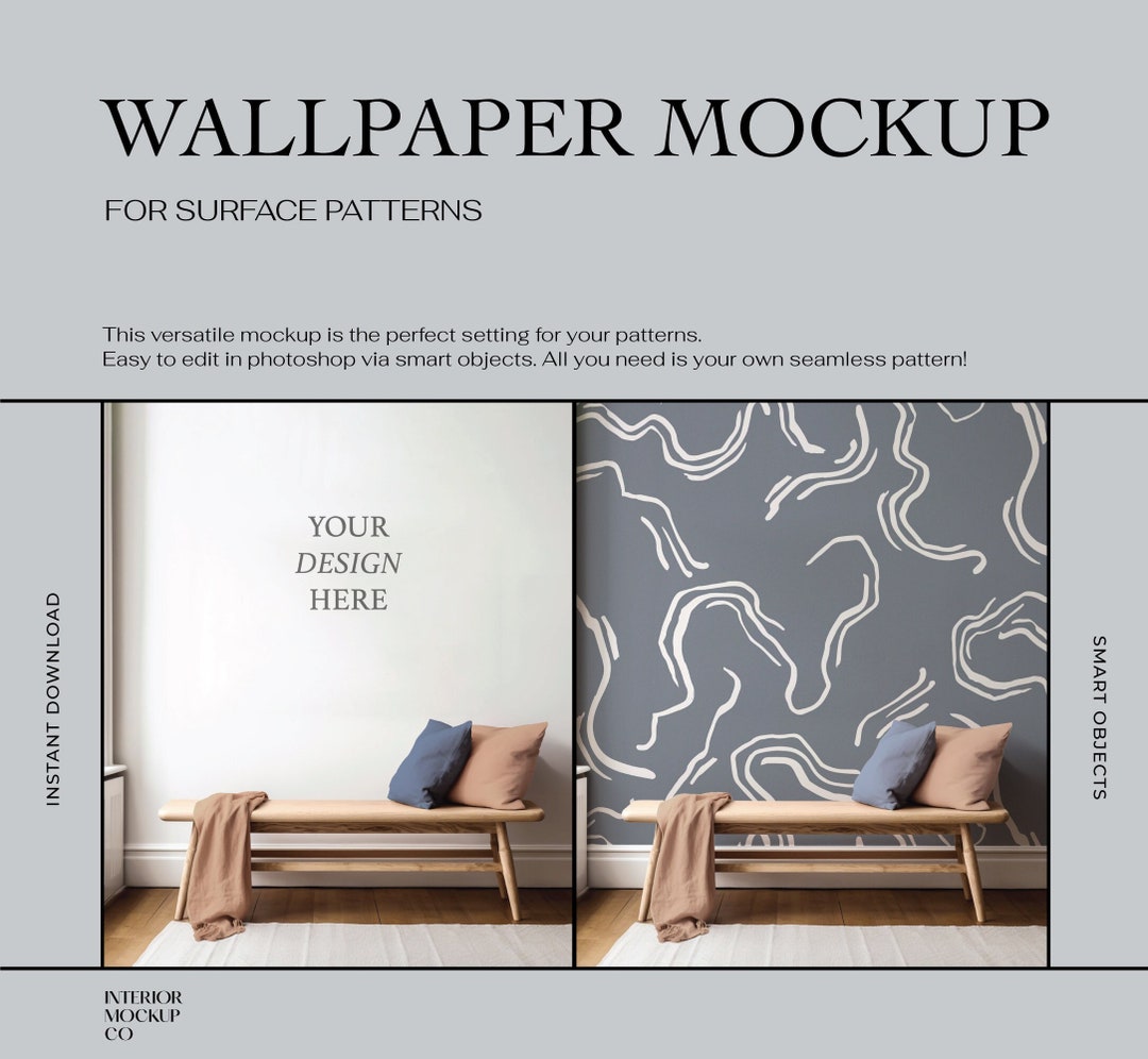 PSD Wallpaper Mockup Interior Realistic Wallcover Mock up for - Etsy ...