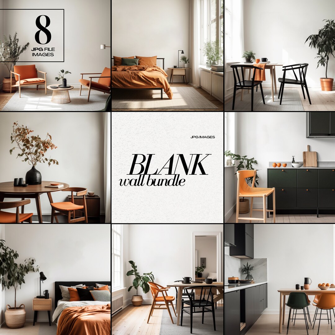 Blank Wall JPG Home Interior Stock Image Bundle, Empty Room Art ...