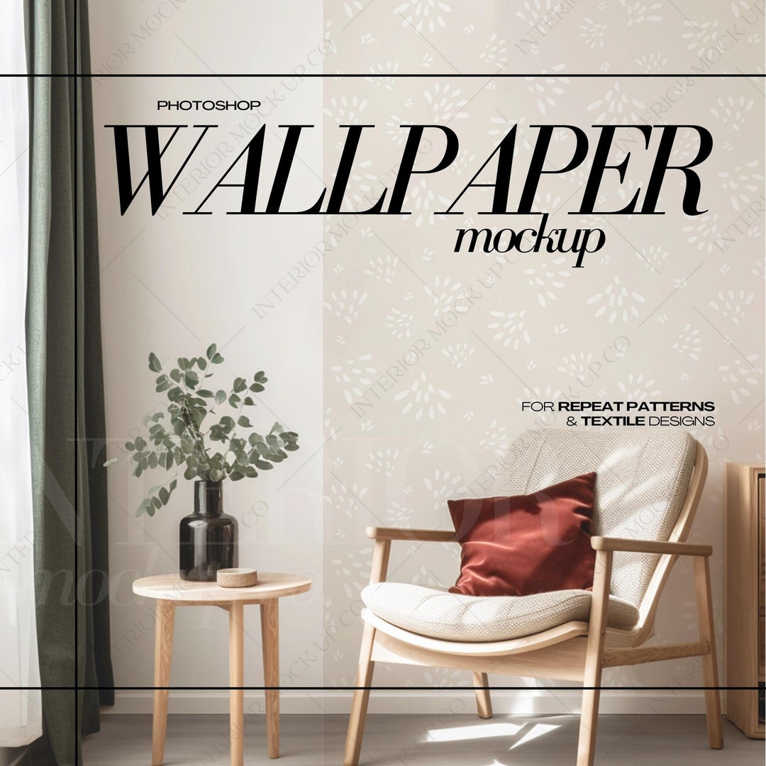 PSD Wallpaper Mockup Modern Interior Wall Mock up for Surface Pattern ...
