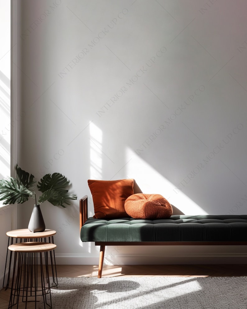 Blank Wall Art Mockup Mid Century Interior Room 3D Render - Etsy