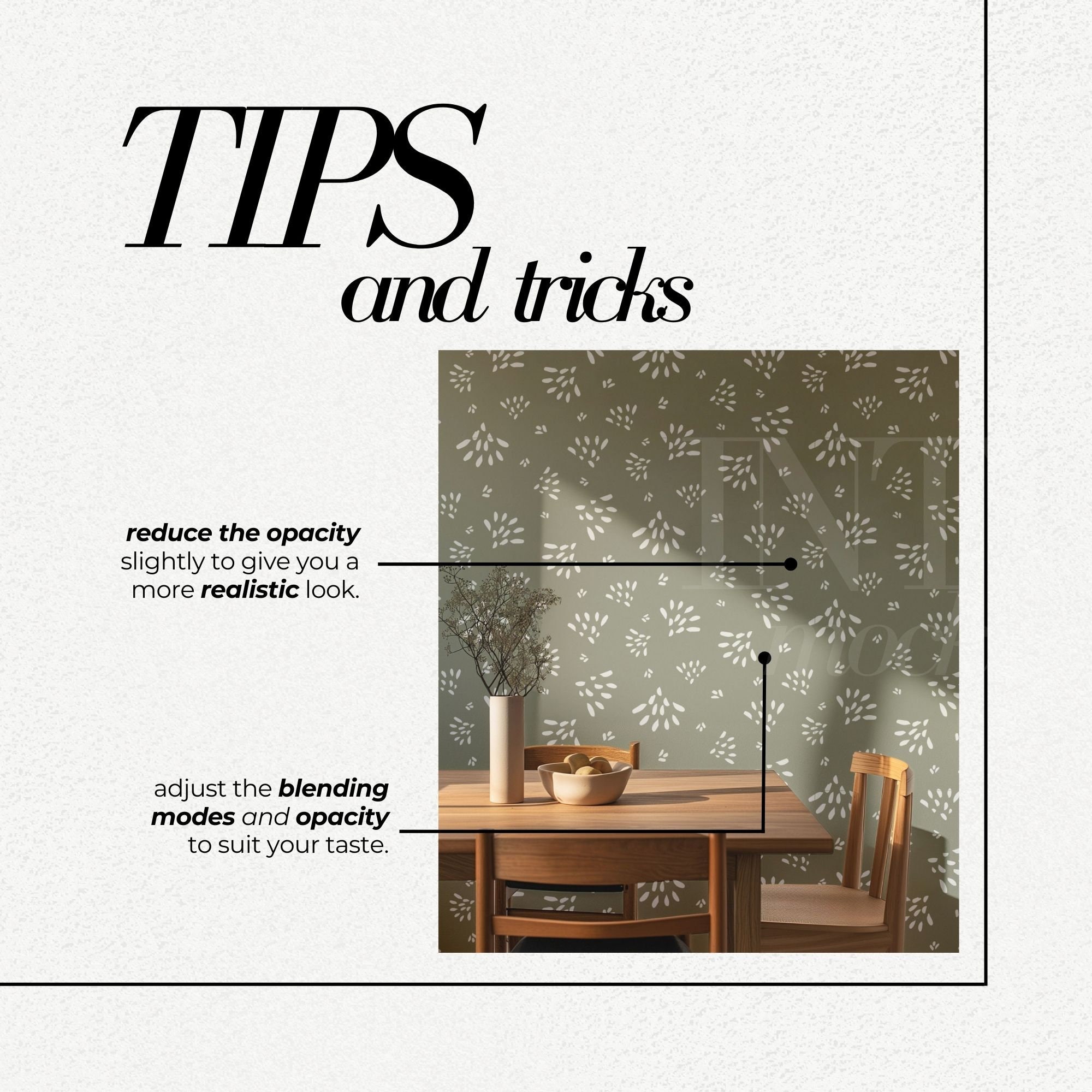 PSD Wallpaper Mockup Dining Room Interior Wall Covering Mock up for ...