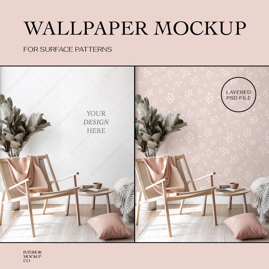 PSD Wallpaper Mockup for Surface Pattern Design Interior Wall - Etsy