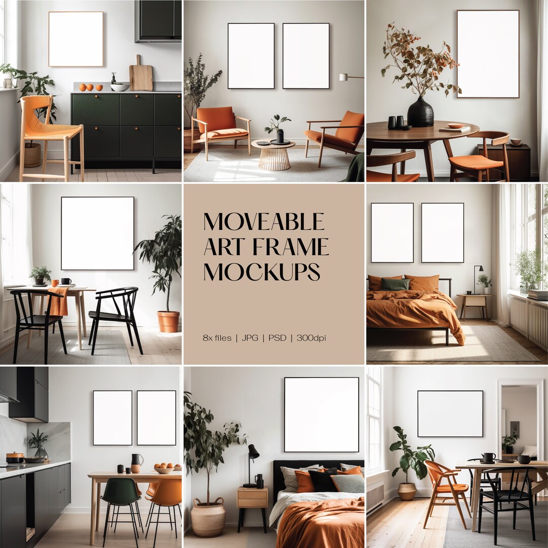 A2 Art Frame Mockups Interior Room Bundle Minimalist Wall Frames ...