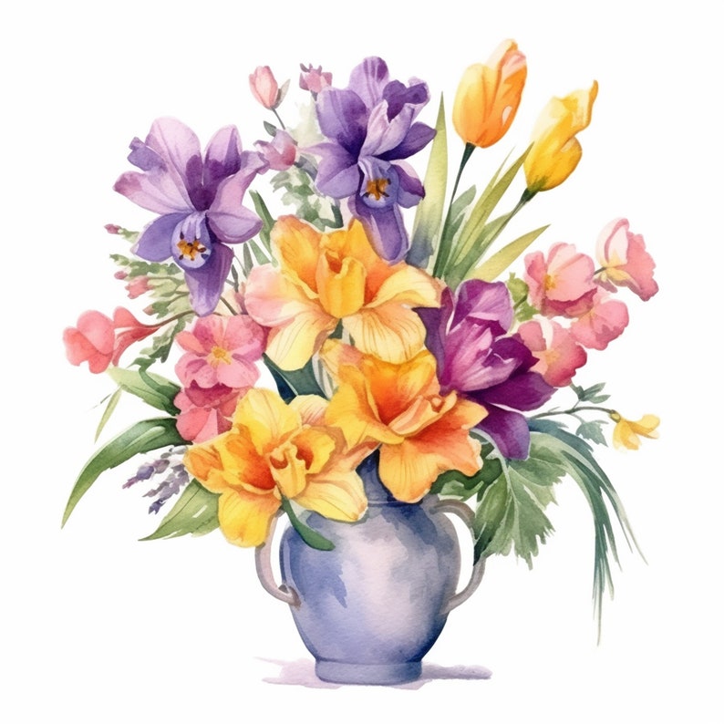 Spring Flower Clipart, Floral Clipart, Floral Botanical Clip Art ...