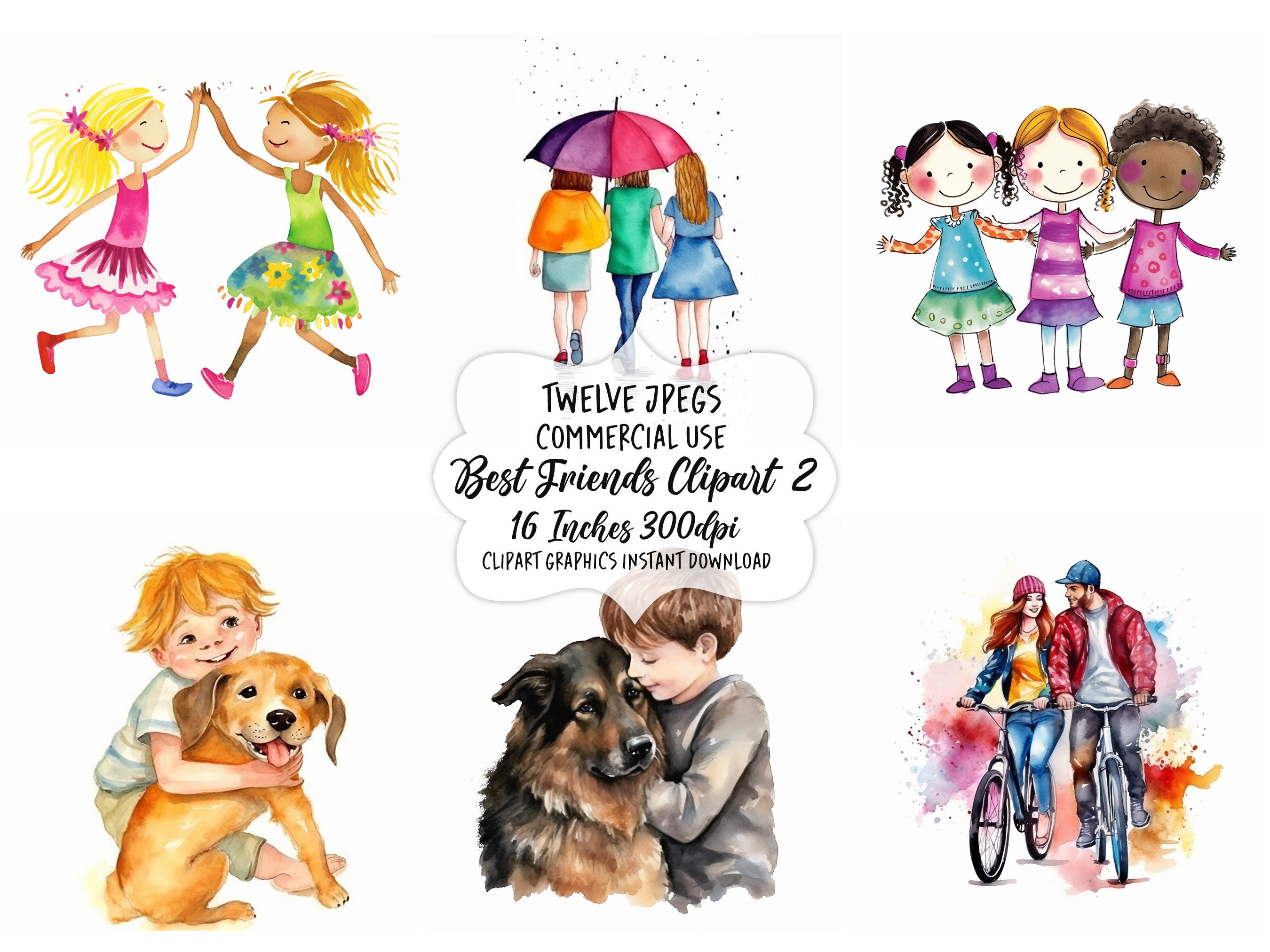 Best Friends Clipart, Best Friends Clip Art, Commercial Use, Digital ...