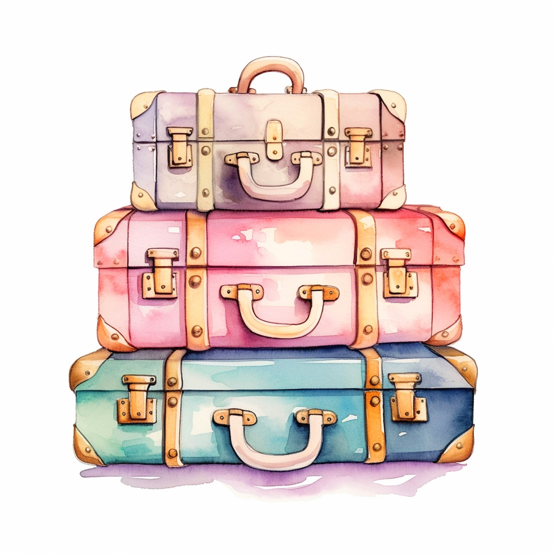 Travel Luggage Clipart, Suitcase Clip Art, Vacation Images, Instant ...