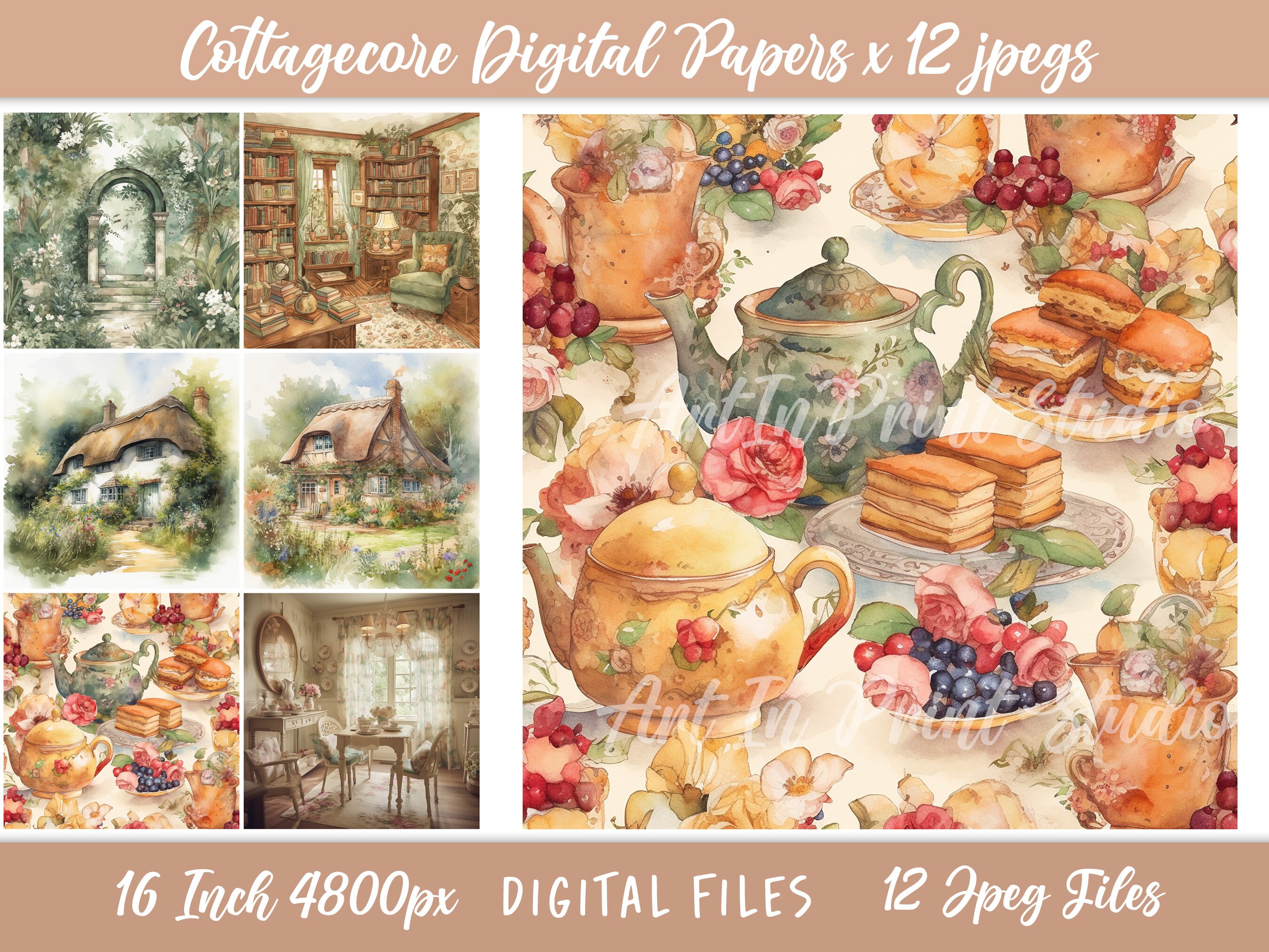 Cottagecore Digital Paper Cottagecore Prints Wall Art Card - Etsy