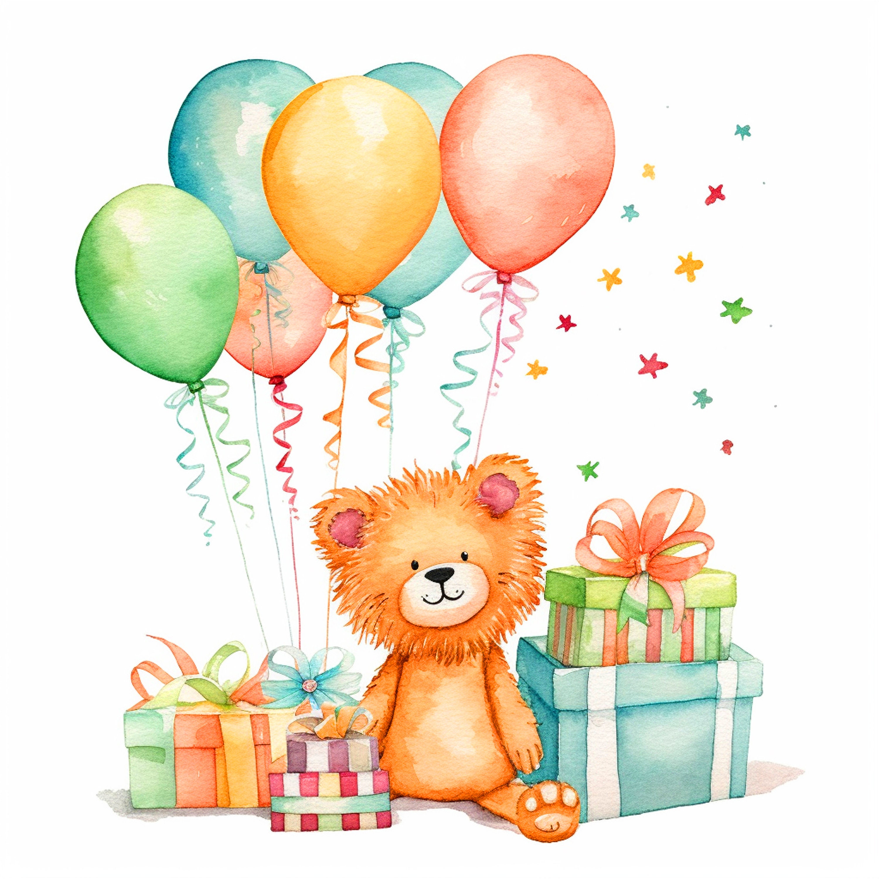 Birthday Cute Animals Clipart Bundle, Card Making, Baby Shower ...