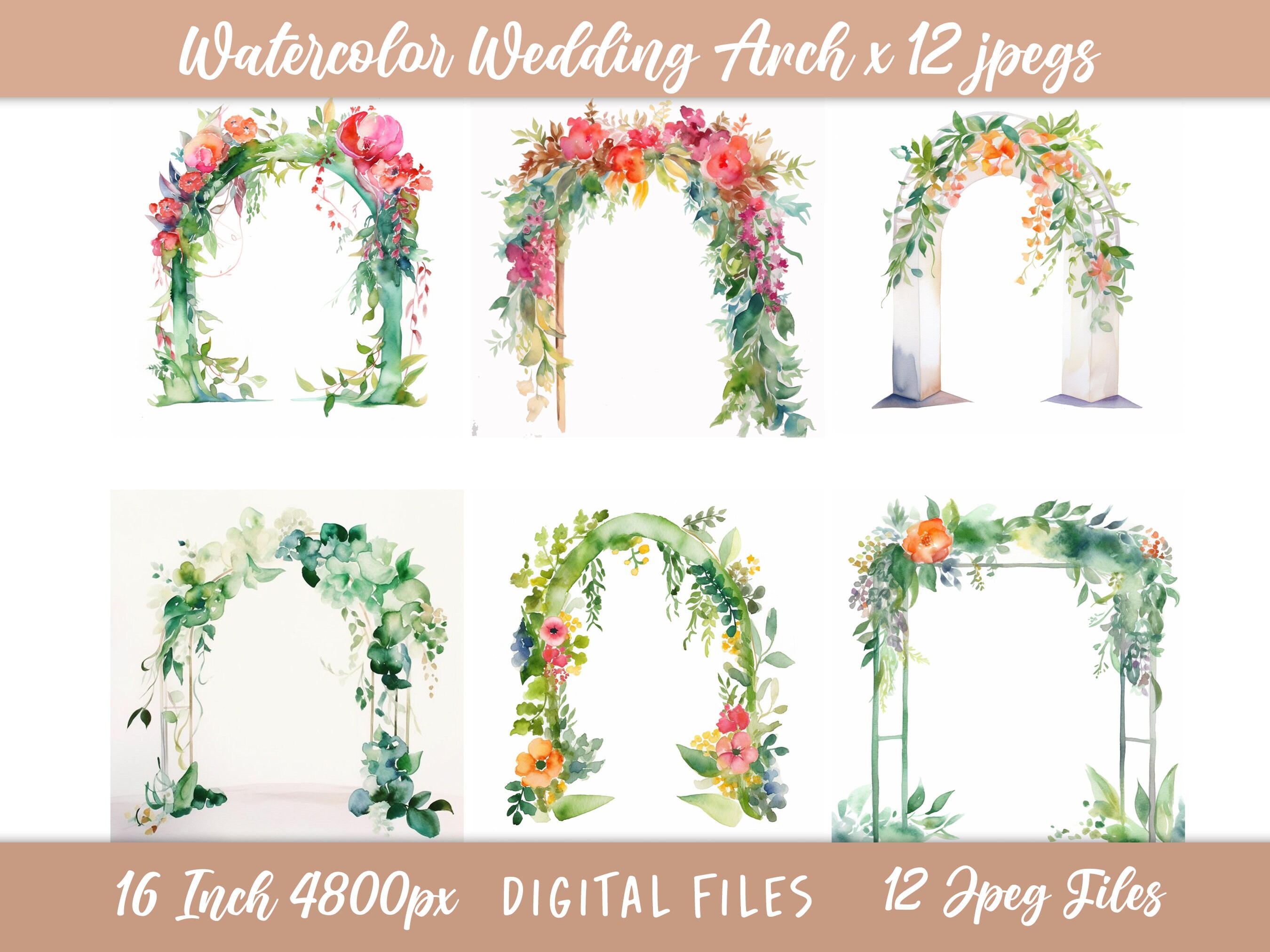 Watercolor Clipart Wedding Arch, Flowers Arch, Wedding Invites, Wedding ...