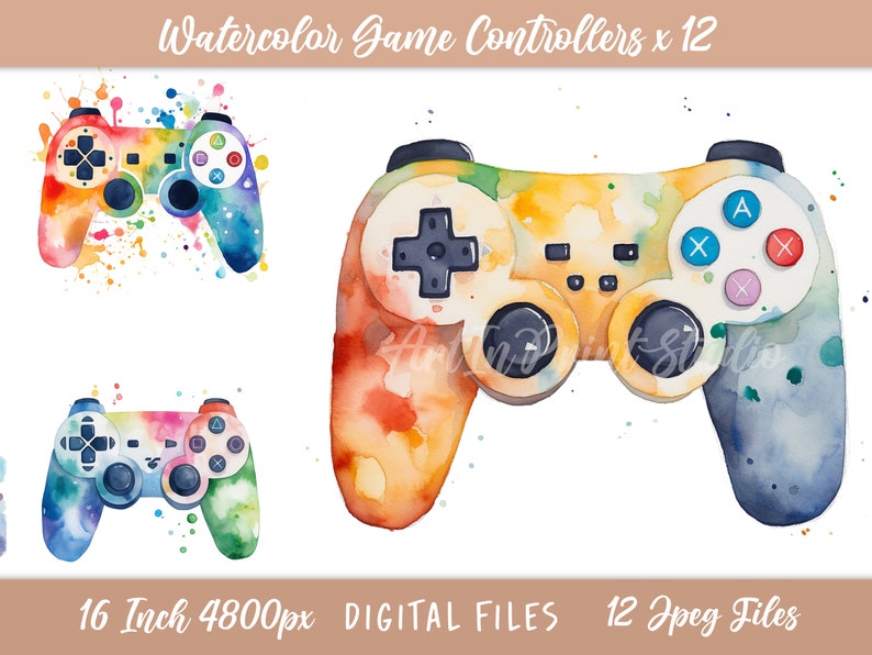 Console Clipart, Gamer Clipart, Video Game Clip Art, Digital Paper ...