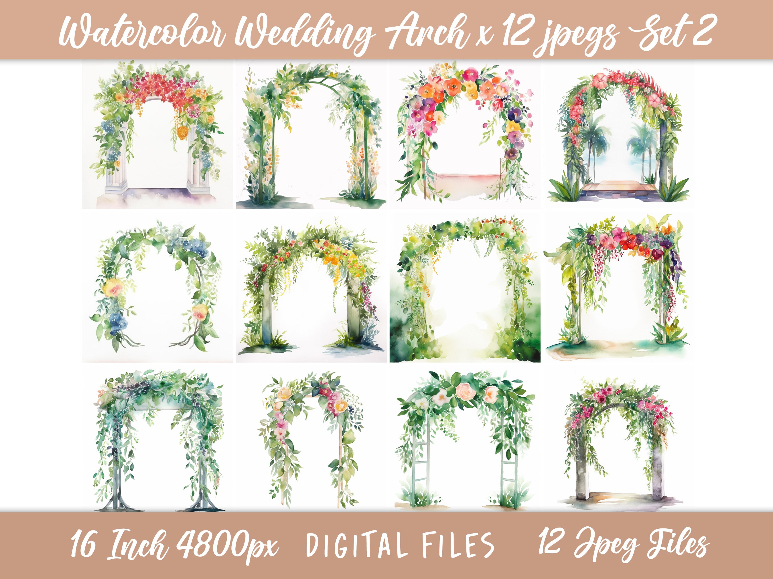 Watercolor Clipart Wedding Arch, Flowers Arch, Wedding Invites, Wedding ...