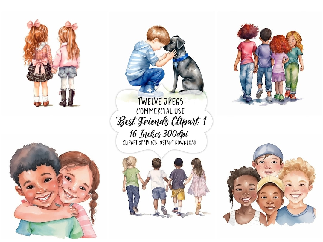 Best Friends Clipart, Best Friends Clip Art, Commercial Use, Digital ...