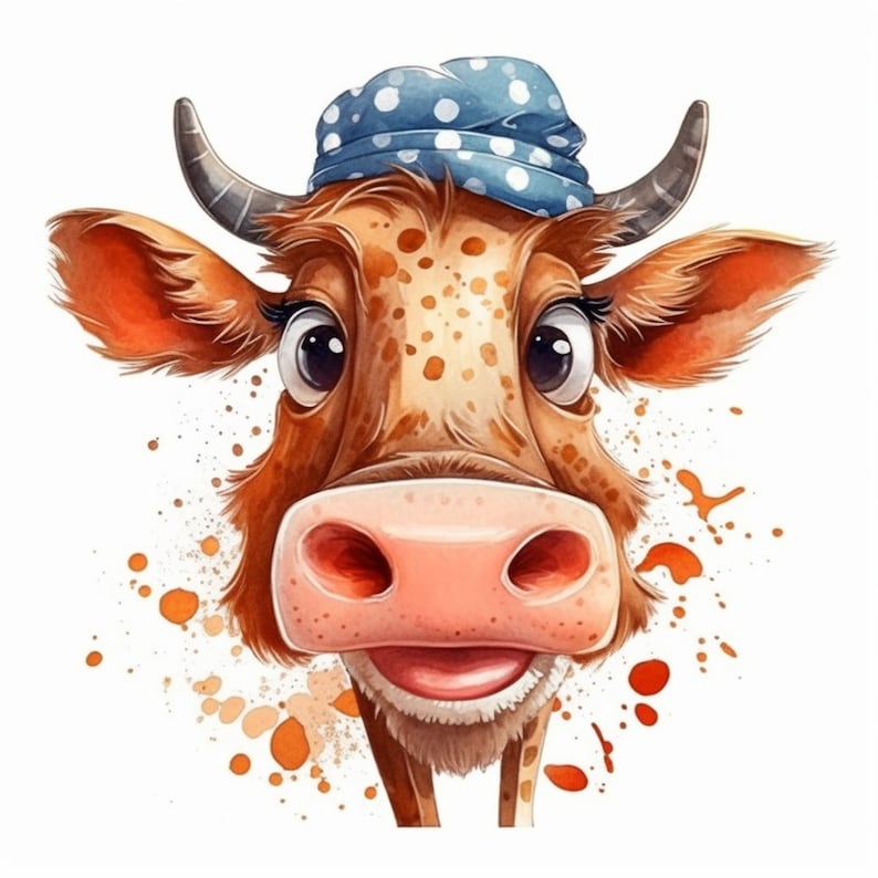 Funny Cow Clipart Cute Animals Clip Art Funny Cow Face Clip - Etsy