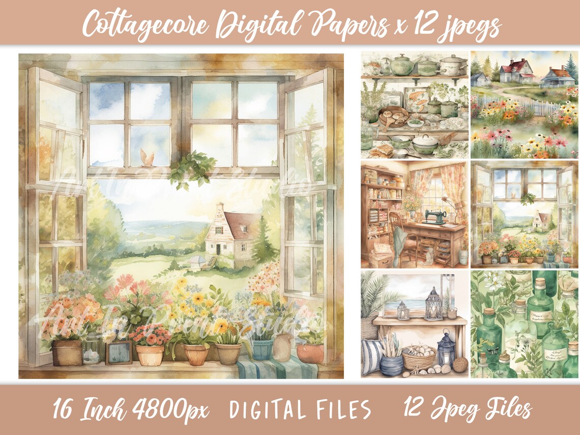 Cottagecore Digital Paper Cottagecore Prints Wall Art Card - Etsy